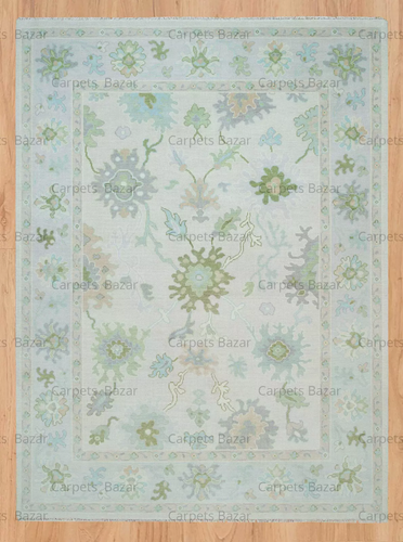 9X12 Opa Ivory Hand Knotted Wool Rug | Geometrical Turkish Oushak Area ...