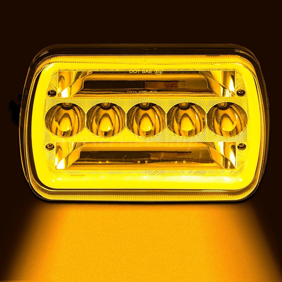 Pair 7X6 LED Headlights Hi/Lo DRL Turn Signal For 82-93 Chevy S10 ...