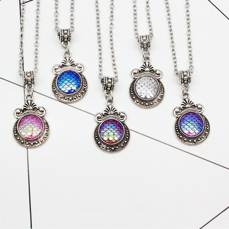 12pcs Mermaid Necklace,Tail Fish Scales Pendant Charm Party Jewelry MIX ...