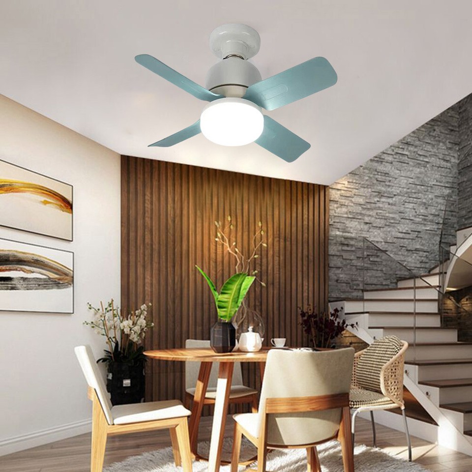 Socket Fan with Light Quiet Ceiling Fan Light 3 Gear Dimmable LED ...