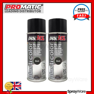 PRO XL Plasticolor Bumper & Trim Coating BLACK Aerosol Twin 400ml X2 ...