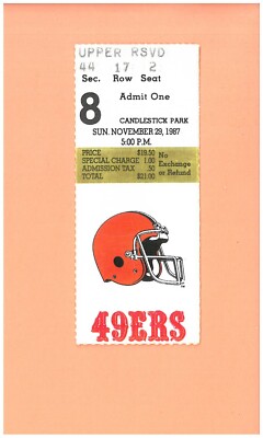 Jerry Rice #30 & #31 & #32 TD reception 1987 ticket San Francisco 49ers ...