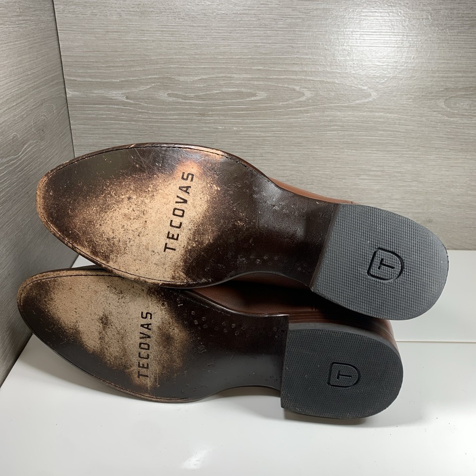 TECOVAS THE EARL MENS COWBOY BOOTS ROPER BROWN LEATHER PULL ON RANCH ...