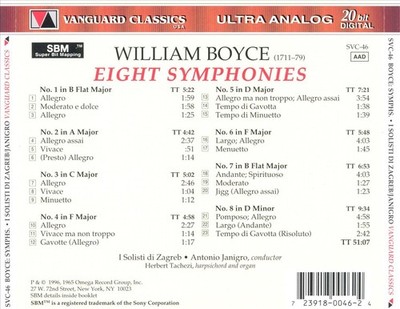 ANTONIO JANIGRO WILLIAM BOYCE EIGHT SYMPHONIES NEW CD | eBay