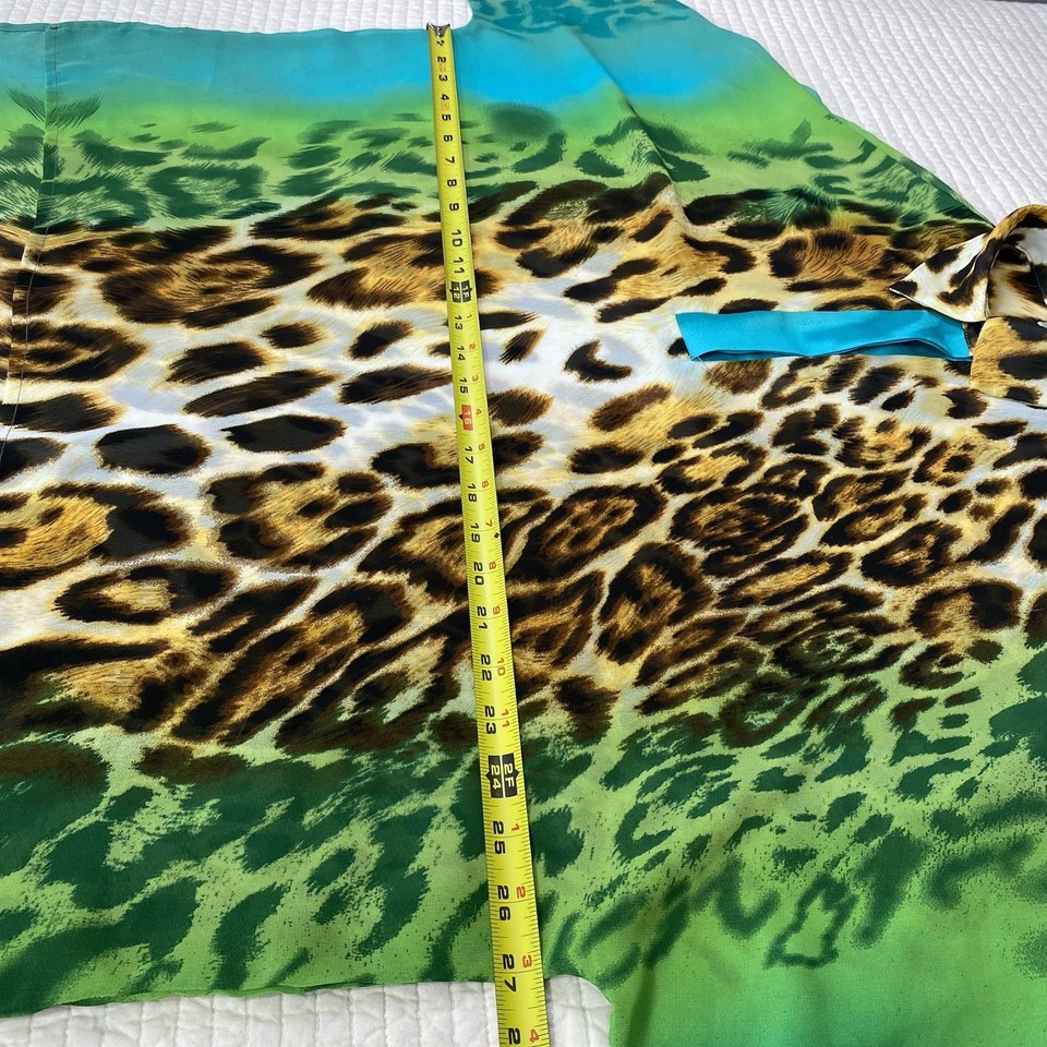 Feratelli Womens Leopard Tunic Top Size L Sheer High Low Colorful ...