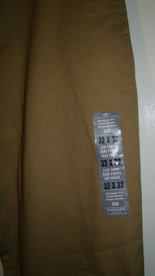 Dockers Easy Khaki TAN Flat Front Straight Fit D2 Pants Size 32 X 32 ...