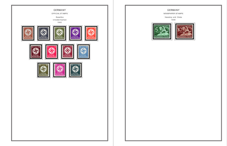 COLOR PRINTED GERMANY III REICH 1933-1945 STAMP ALBUM PAGES (43 illustr ...