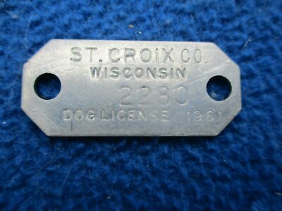 1961 WISCONSIN ST CROIX COUNTY DOG TAG LICENSE ALUMINUM | eBay