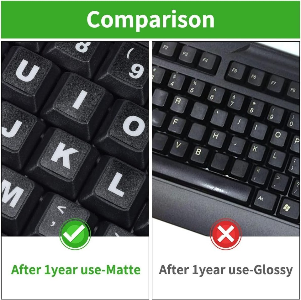 "2PCS English Keyboard Stickers Replacement Letters, Full Size Big ...