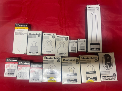 Lot 13 Assorted sizes Master locks. All new in boxes 15KA 187KA 17KA ...