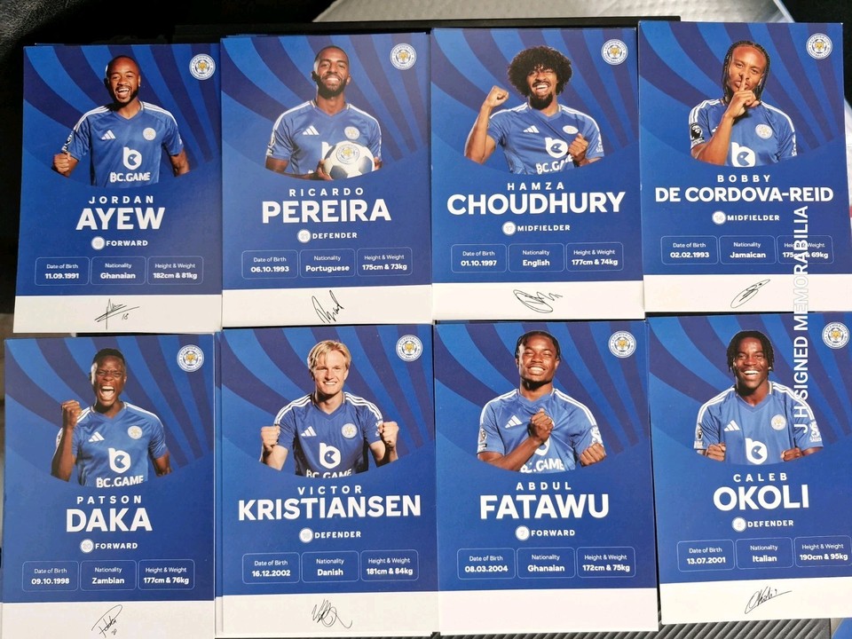 LEICESTER CITY ABDUL FATAWU CLUB CARD 6X4 UN SIGNED FOOTBALL LCFC ...