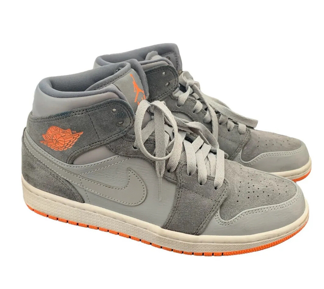 Nike Air Jordan 1 Mid 554724 026 Wolf Grey/Atomic Ora… - Gem