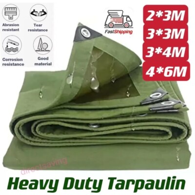4 Size 4X6 Army Heavy Duty Waterproof Canvas Tarp Tarpaulin Sun ...