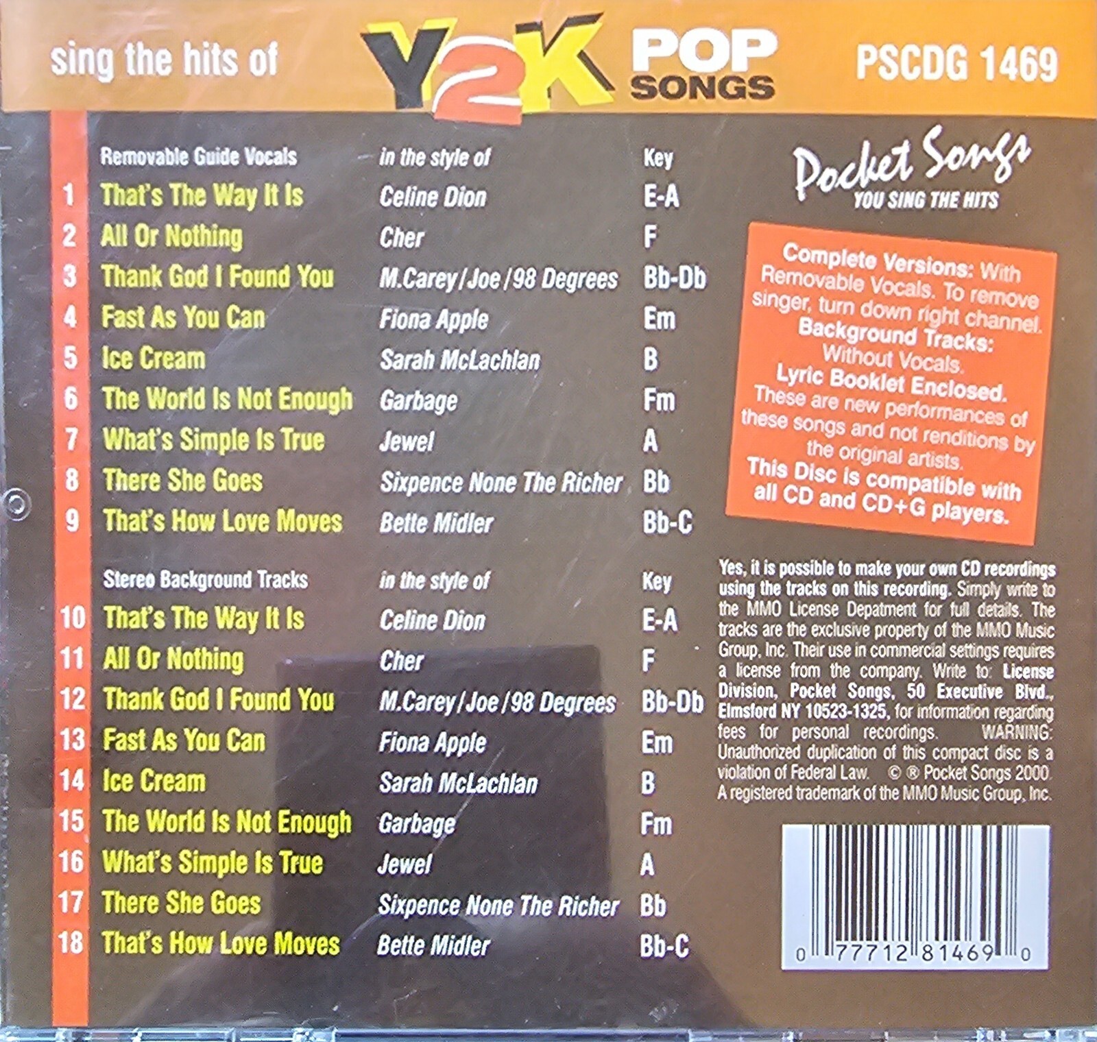 1469 POP POCKET SONGS KARAOKE CDG DISC | eBay