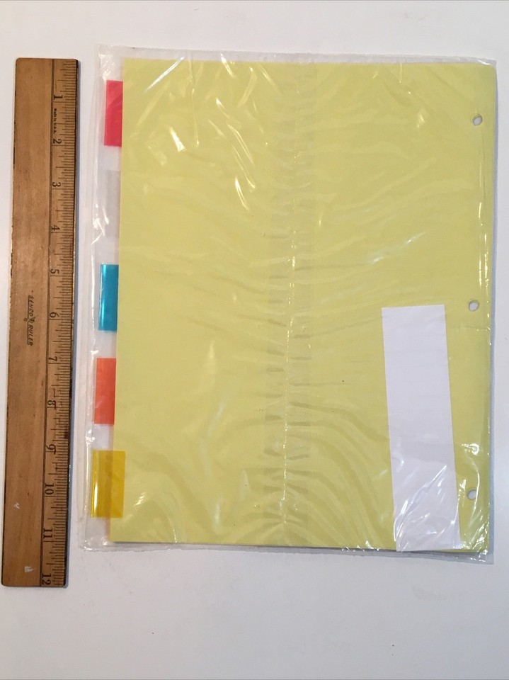 5 Tab Colored Dividers 3 Ring Binder File Folder Inserts Index ...