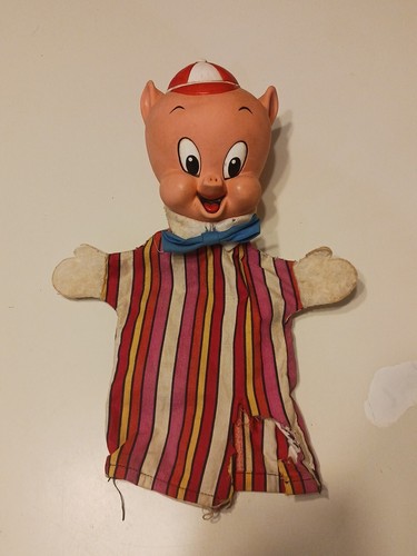 Viltg Porky Pig 1964 Rubber Face Mattel Hand Puppet Warner Bros.-Needs ...