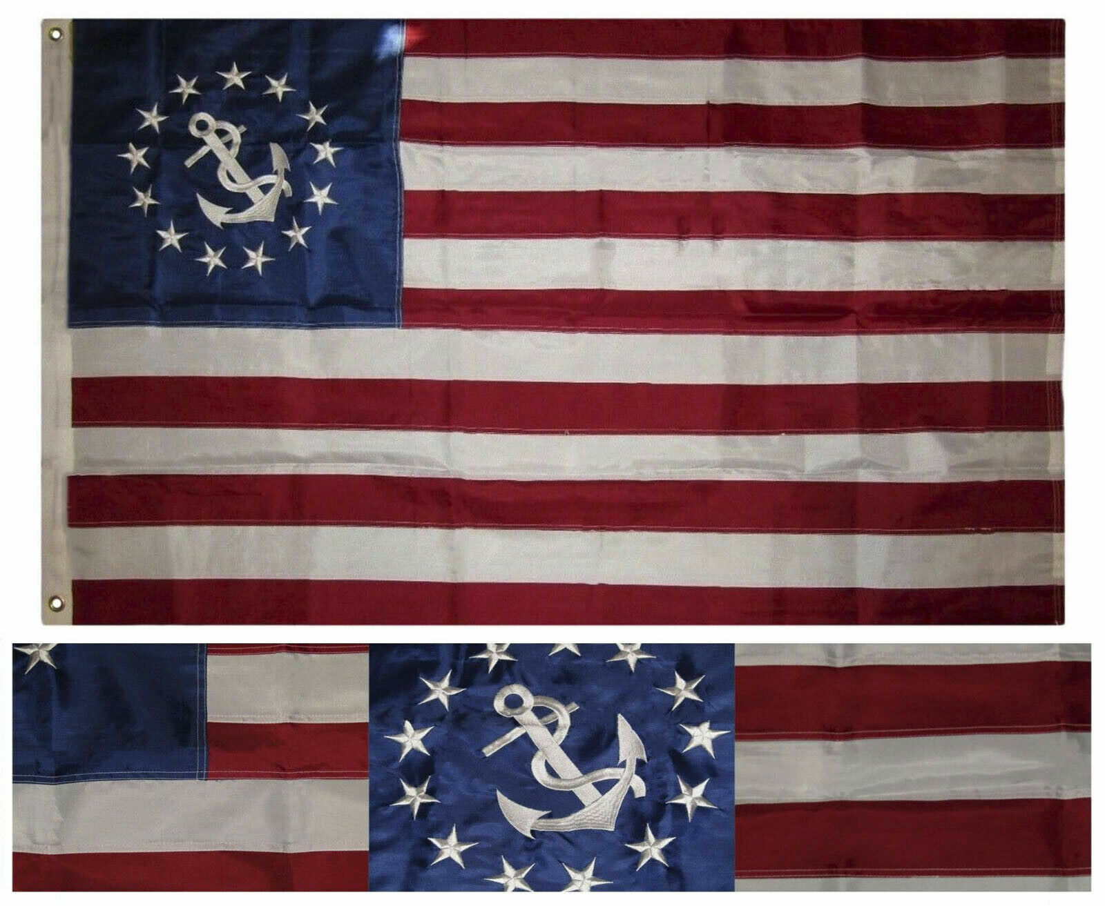 3x5 Embroidered USA Nautical Yacht Ensign 210D Nylon Flag 3'x5 ...