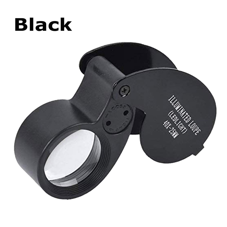 40X Magnifying Loupe Jewelry Eye Glass Magnifier LED Light Jewelers ...