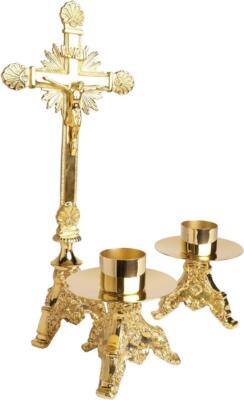 Regal Orthodox Catholic Christian Altar Crucifix and Candlestick Set ...