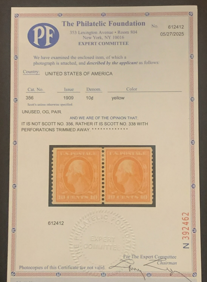 US Stamps #356 MH OG Fake, 10 cent Washington actually 338 pr SCV $140, LOWER $$ | eBay