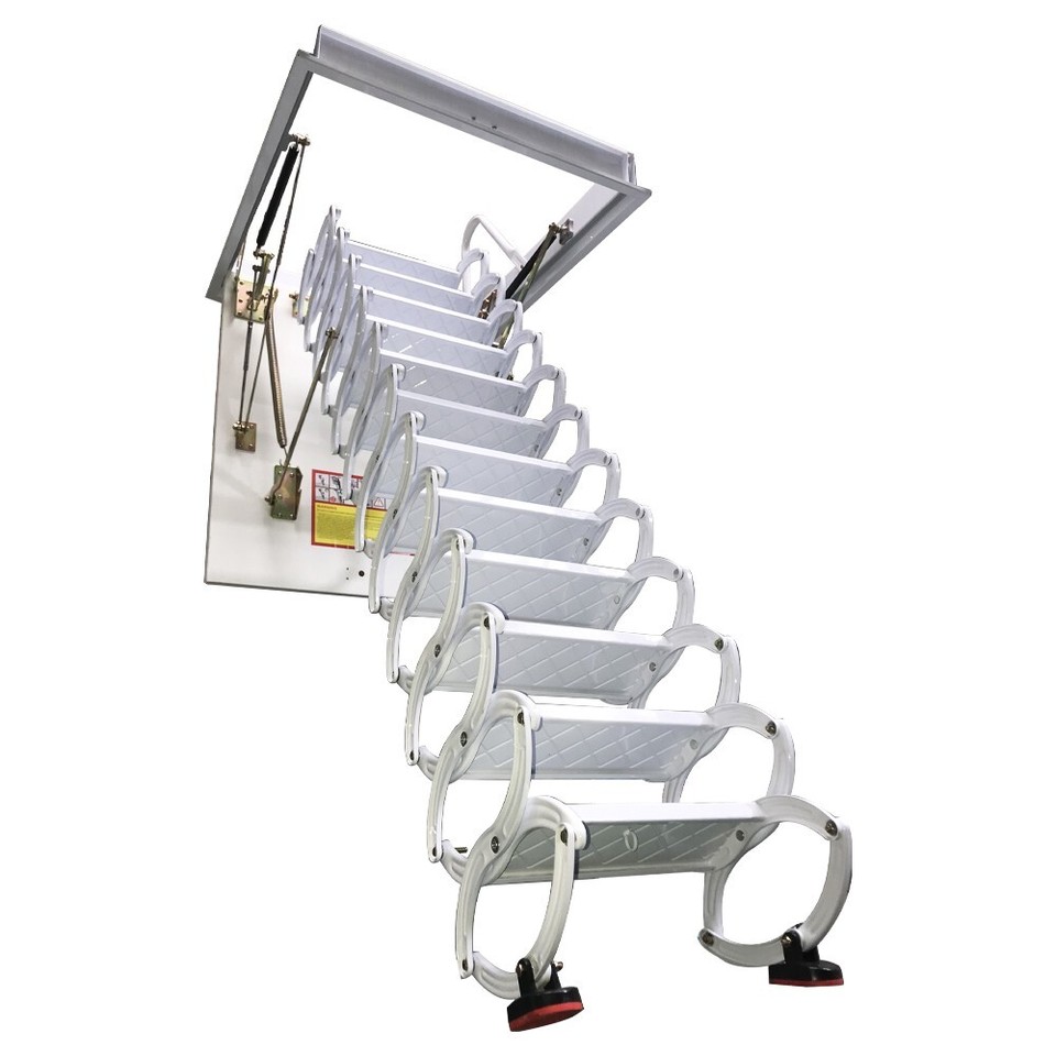 White Hidden Pull-down Foldable Stairs Retractable Stairs for Household ...