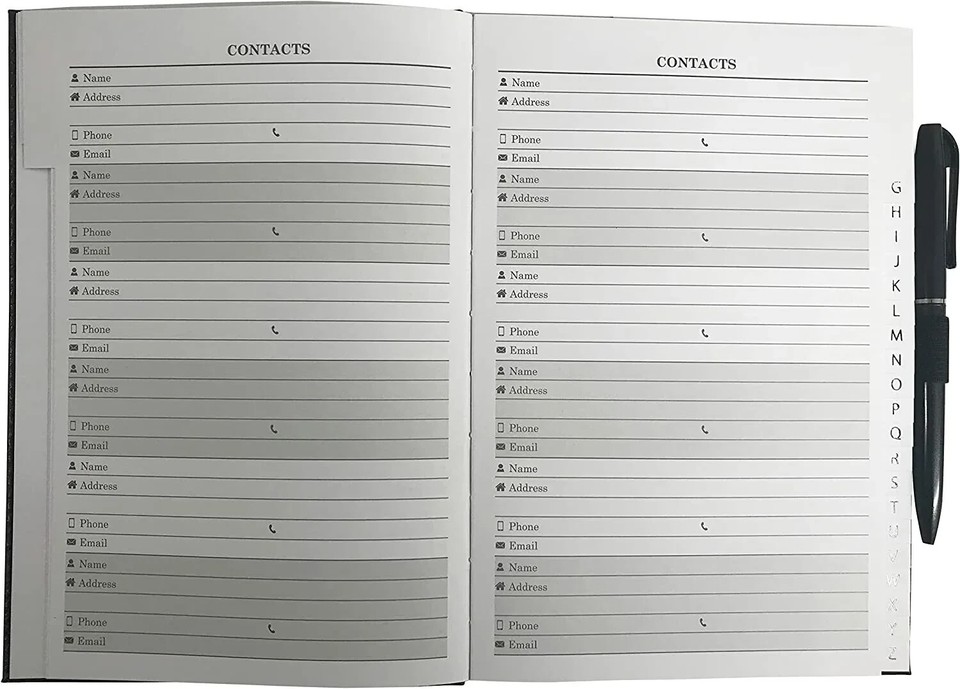 A5 Telephone Address Book A-Z Index Hard Back Cover & Pen Address Book ...