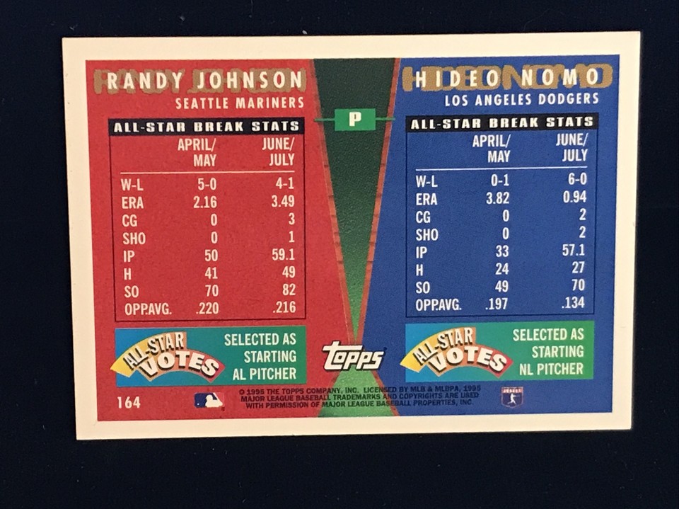 Topps 1995 Randy Johnson, Hideo Nomo NM/Mint Mid All-Star | eBay