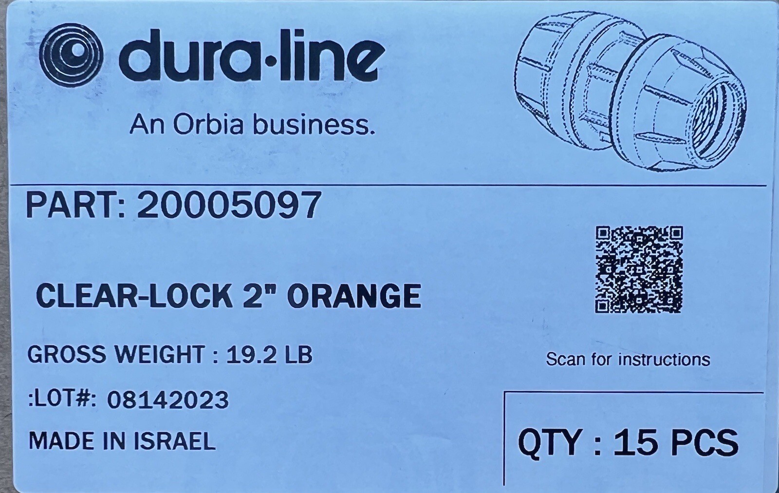 DURA-LINE 20005097 CLEAR-LOCK ORANGE 2 INCH COUPLER | eBay