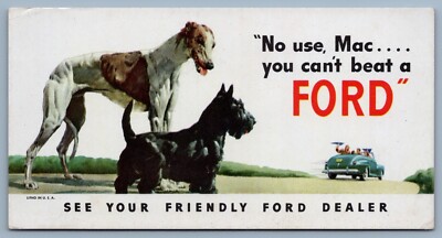Postcard Or Ink Blotter Ford Dealer ship Greyhound Dog Scotty Dog | eBay