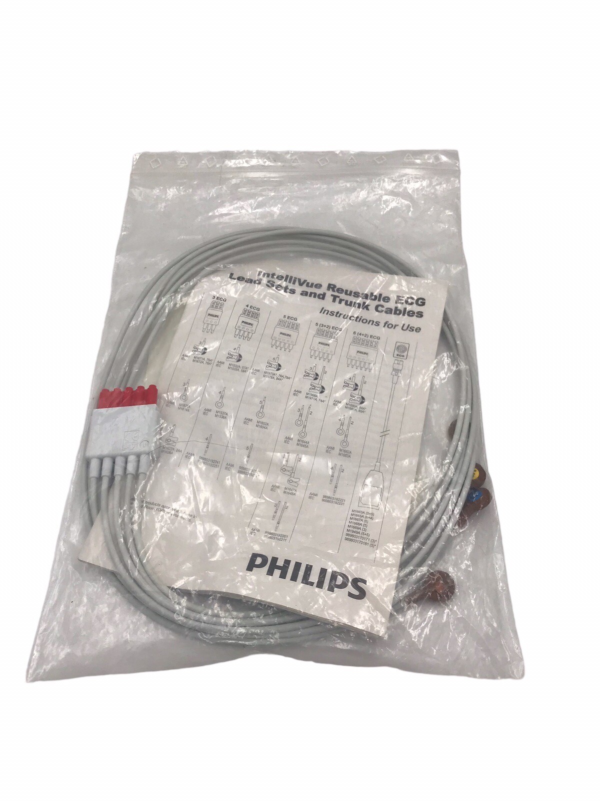 PHILIPS - M1602A CBL 5 LEAD SNAP CHEST, AAMI Color Coded, SHIELDED ...