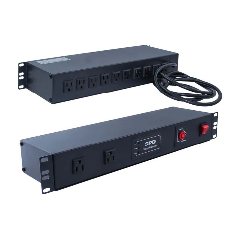 19" 1.5U Rackmount 12-Outlet PDU Metal Case 6.5-Ft Power Cord AC 110V ...