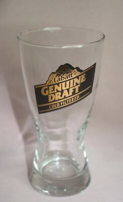 VINTAGE LABATT GENUINE DRAFT BEER DRINKING GLASS 8 OZ. BLACK/GOLD COLD ...