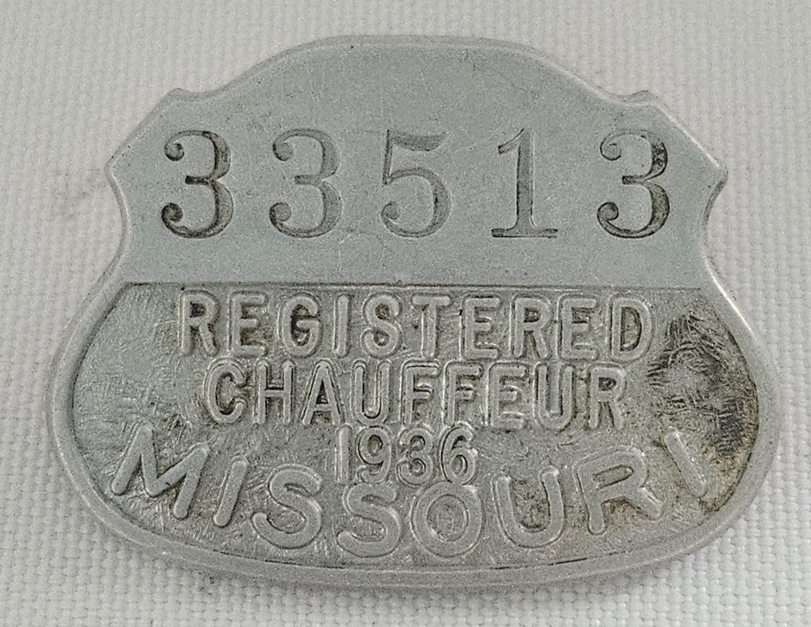 Vtg 1936 Registered Chauffeur License Badge Pin Missouri 33513 | eBay