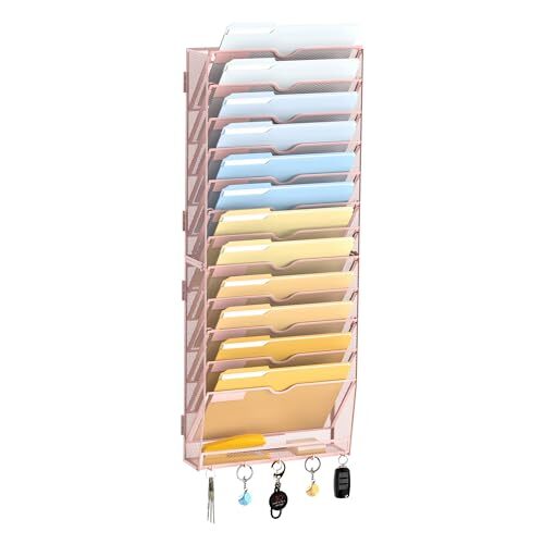 13-Tier Wall File Organizer, Mesh Hanging File Organizer, Wall File ...