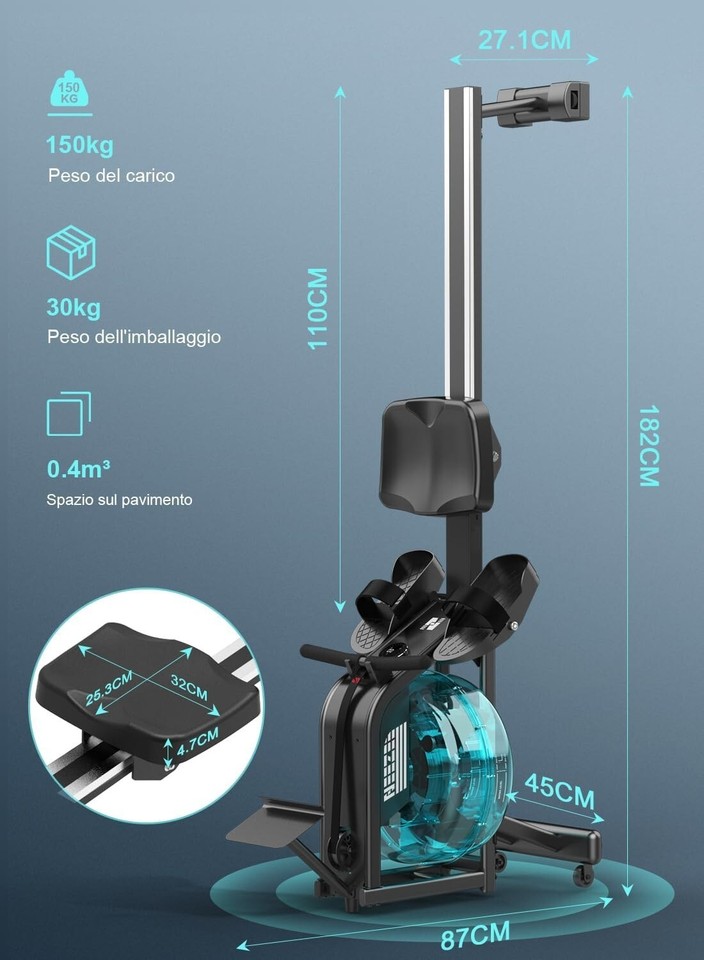 Rowing Machine with Tablet Stand Water Resistance and LCD Display ...