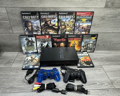 COD MOH SOCOM FPS PlayStation 2 PS2 Fat Home Console Bundle LOT Tested ...