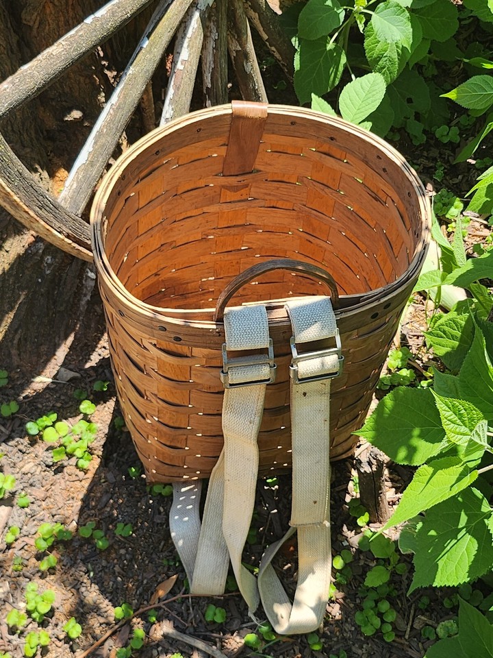 RARE Antique AMERICAN Adirondack Gathering Trapper Woven Basket ...