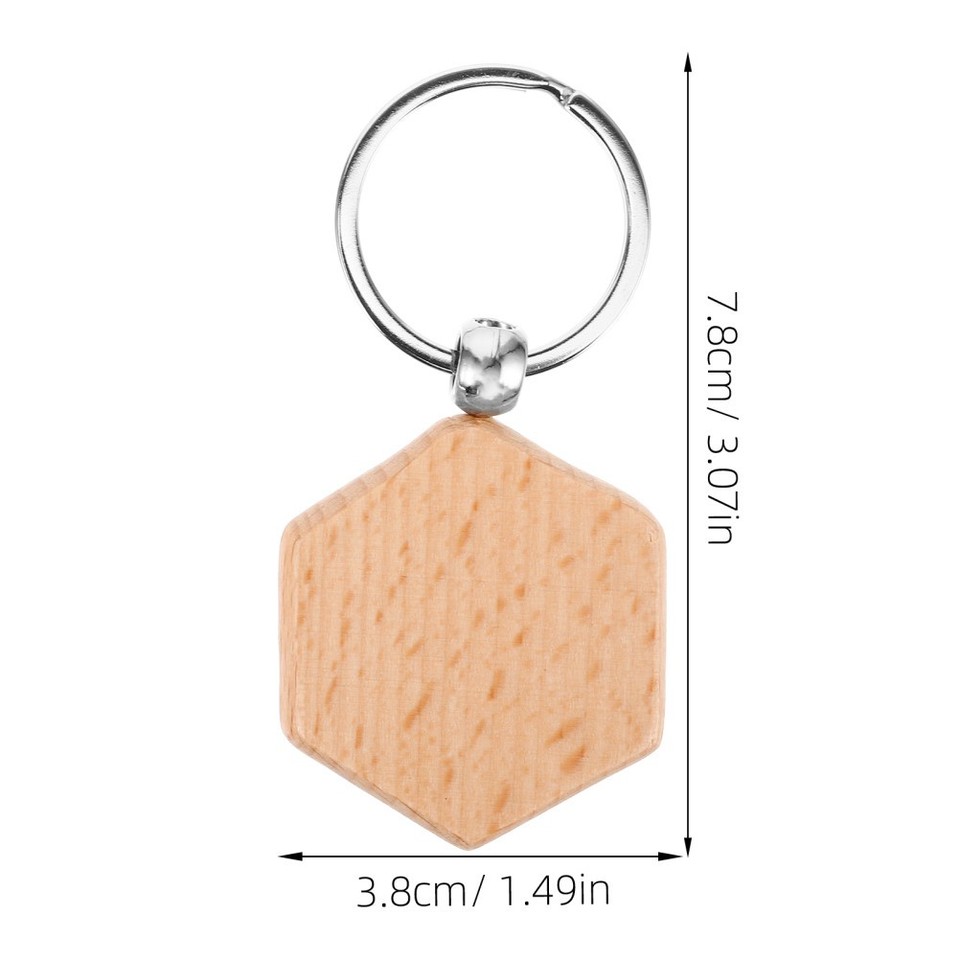 10 Pcs Wood Key Chain Unfinished Keychain Engravable Keychains Blank ...