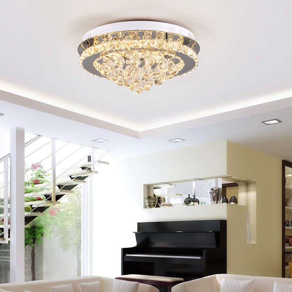 LED Ceiling Crystal Lights 40cm Modern Pendant Round Chandelier Dining ...