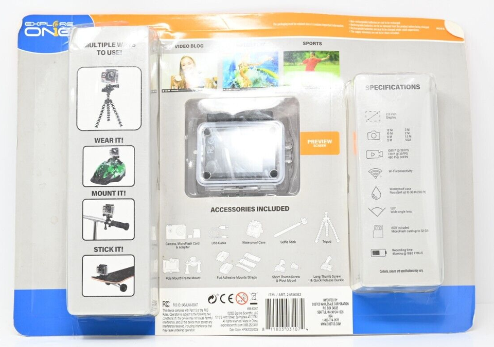 Explore One HD Action Camera w/ WiFi & Accessories included Waterproof ...