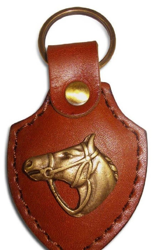LEATHER KEY Chain RING Handmade with animal deer duck dog rabbit owl ...