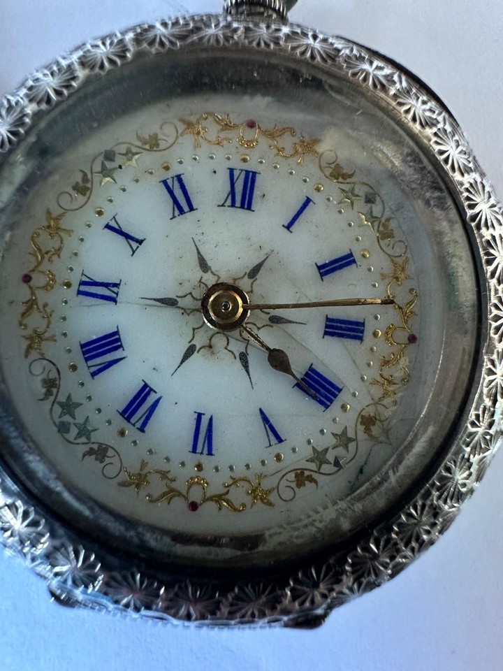 Silver Antique Ladies Fob Watch With Key | eBay UK