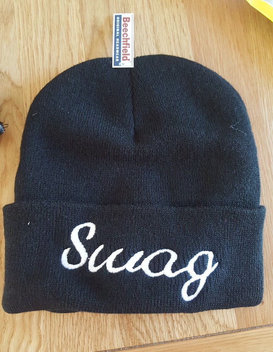 SWAG Beanie Hat, Designer Slouch Black Logo Hats, Limited Edition Beany ...