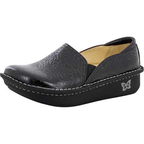 Alegria Womens Debra Professional Slip On Shoe - Black Embossed Rose ...
