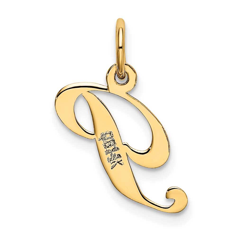 14K Gold Small Fancy Script Letter P Initial Charm | eBay
