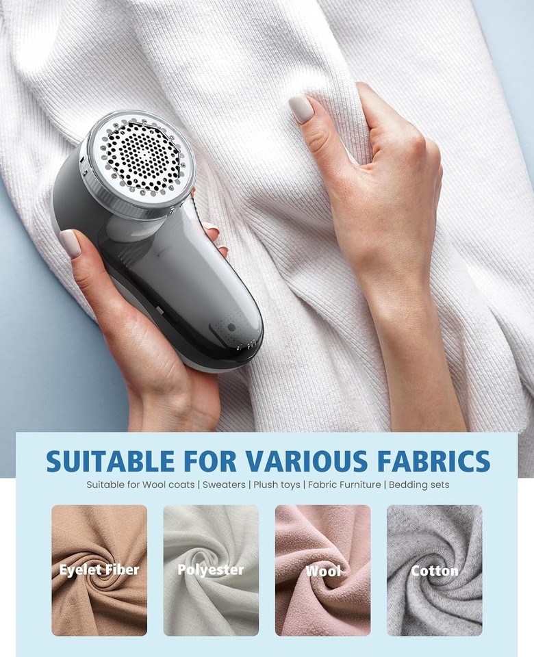 Effortless Lint Removal: Electric Fabric Shaver with USB Charge & 6 ...