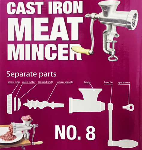 Prima No. 8 Hand Operated Cast Iron Meat Mincer Grinder Beef Maker ...