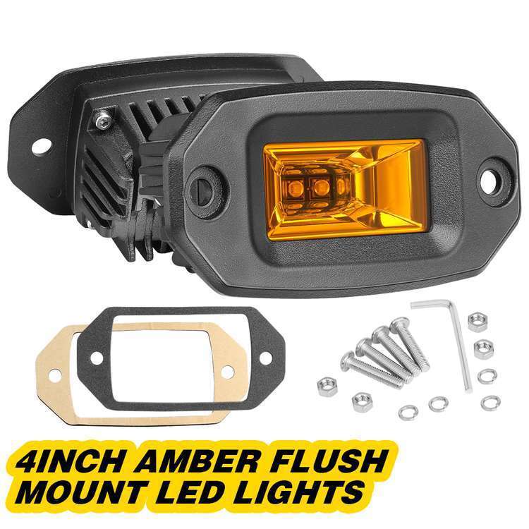 2x3/4" Amber Flush Mount LED Work Light Bar Flood Cube Pods Driving Off ...