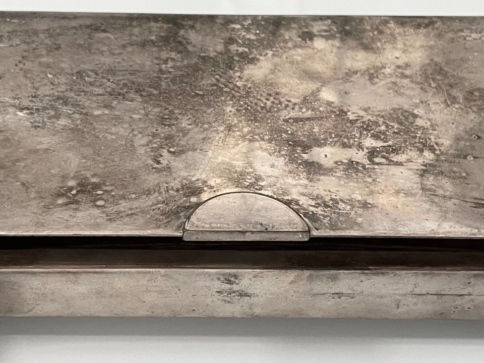 Vintage NickelSilver Plated Wooden Rectangular Box 20th Century ...