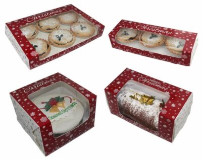 Christmas Cake / Mince Pie / Yule Log Box 6", 8", 10" Boxes for 3, 6 ...